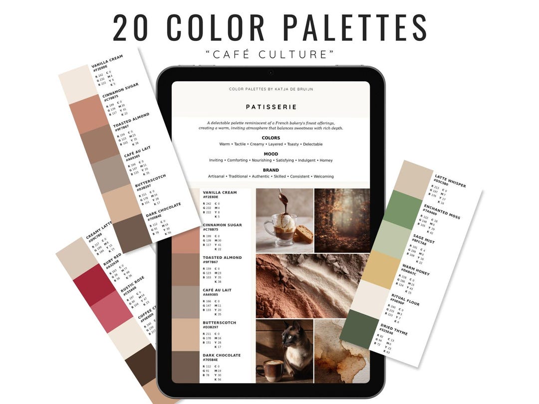 20 Color Palettes | CAFE Theme | Brand Style Inspo | Digital Download ...