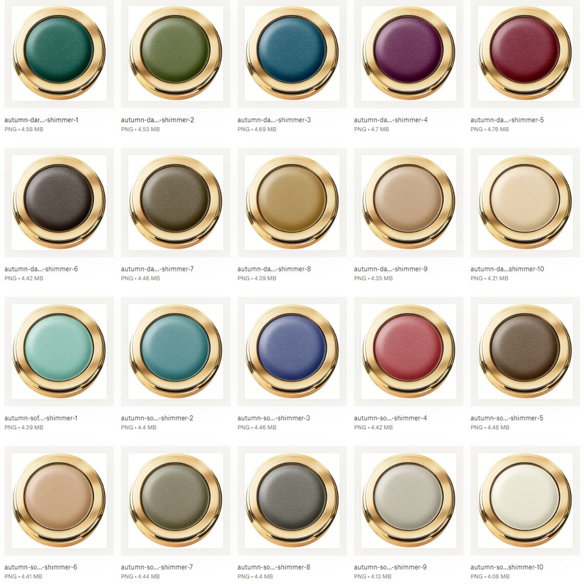 Seasonal Make-up Kit GF1, 12-tone Color Analysis, Metallic Flatlay ...