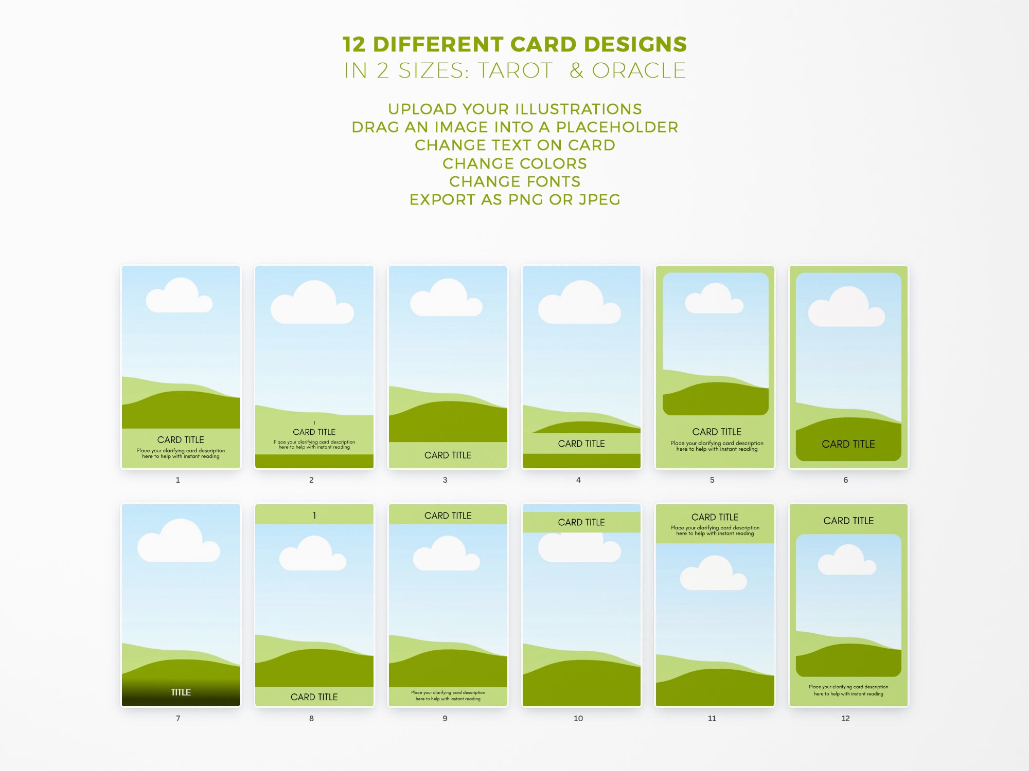 Oracle Cards Template for Canva, DIY Printable Cards for Divination and ...