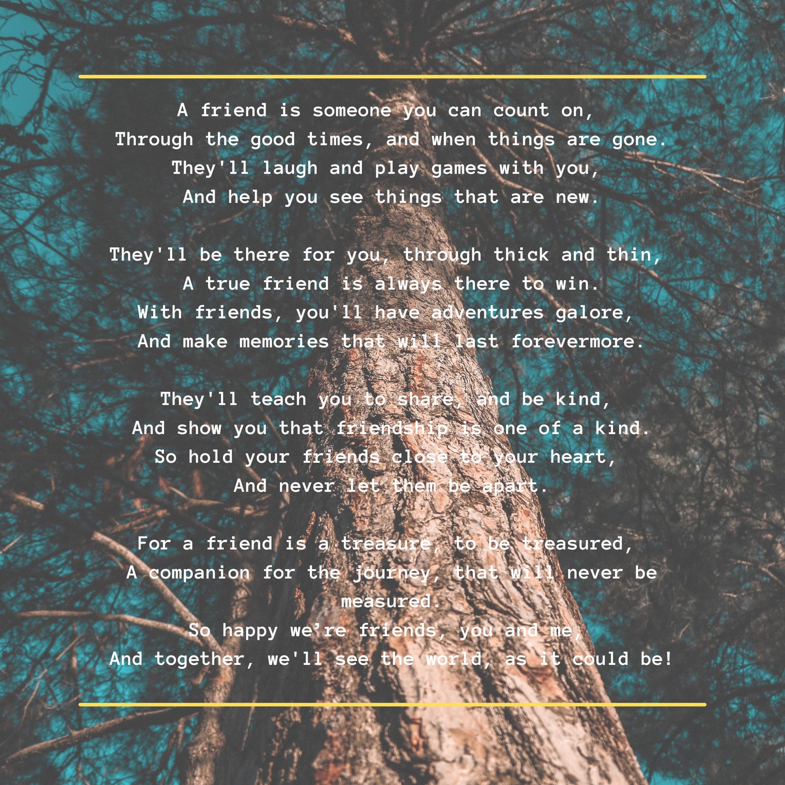 Thick and Thin Poem Describing the Uplifting Emotions Friendship Brings ...