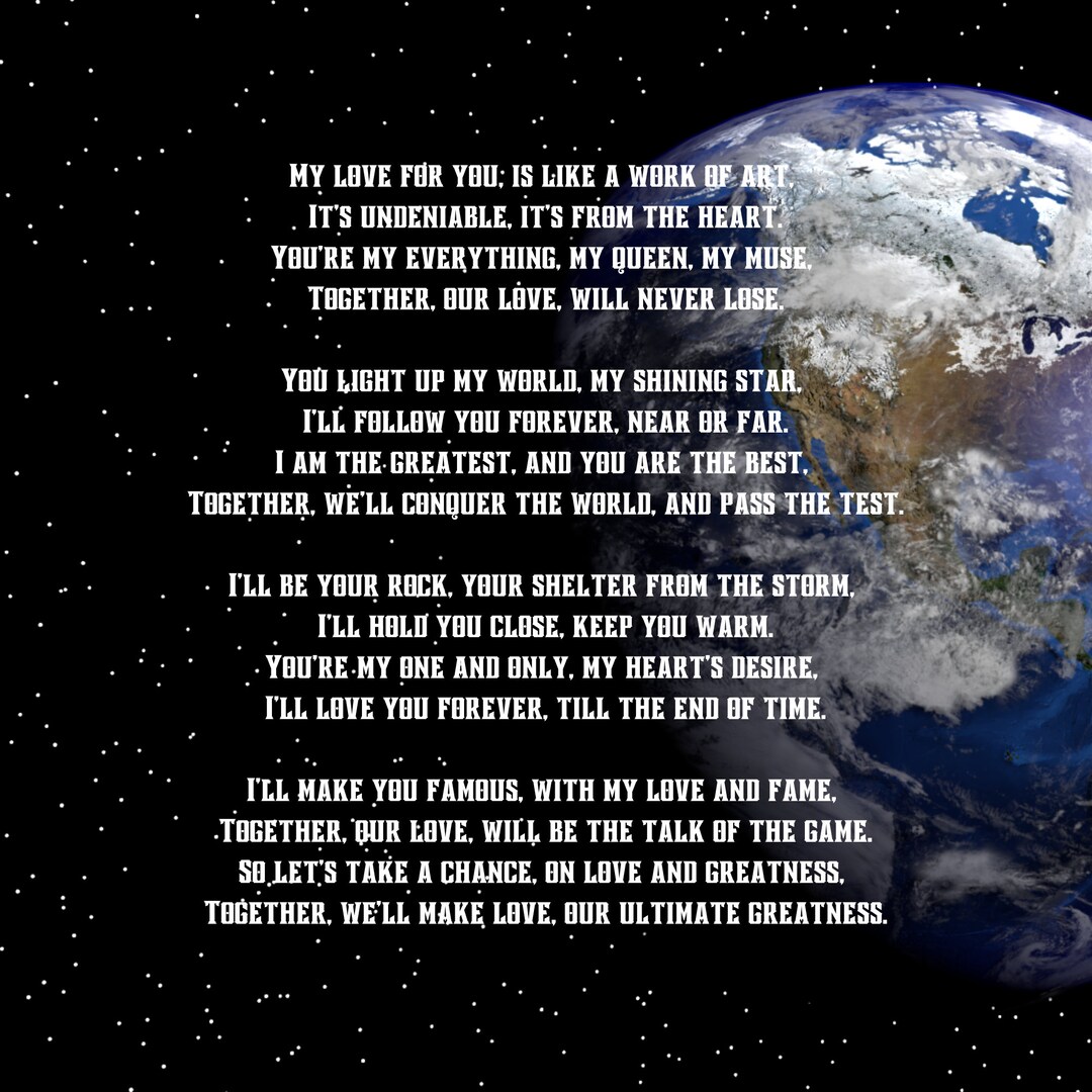 My World, Love Poem, Valentine's Day Poem, for Wife, for Girlfriend ...