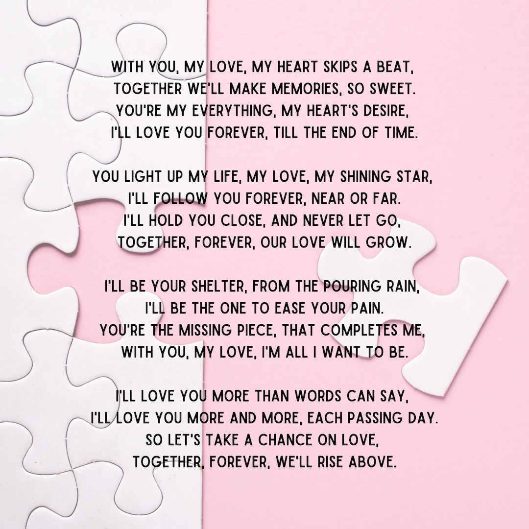 Missing Piece, Love Poem, Valentine's Day Poem, for Wife, for ...