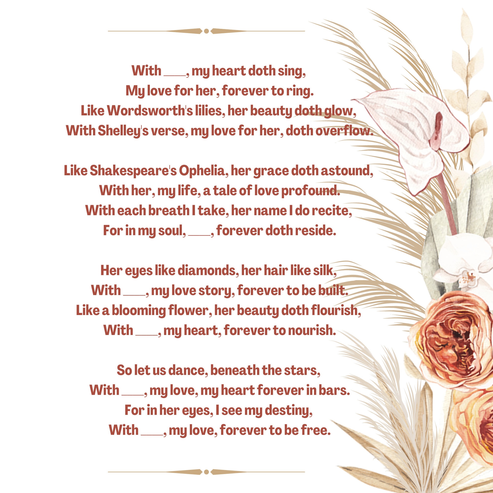 CUSTOMIZABLE Love Poem, Valentine's Day Poem, for Wife, for Girlfriend ...