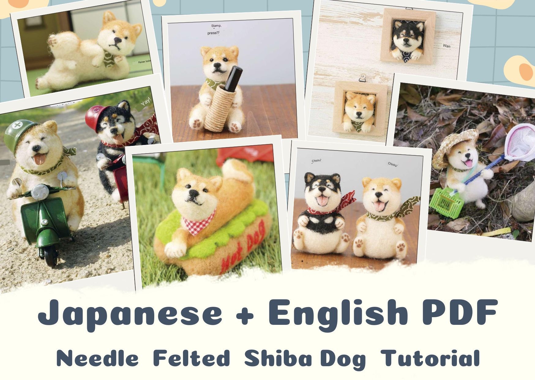 9 Designs of Needle Felted Cute Shiba Inu Dog Tutorial, Japanese and ...