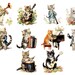Cat Playing Music Instruments, 10 Vintage Clipart, Digital Download ...