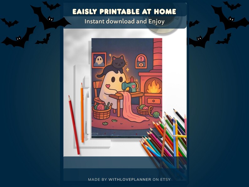 Cute & Spooky Coloring Book PDF Bold Easy Halloween Ghosts Kawaii ...