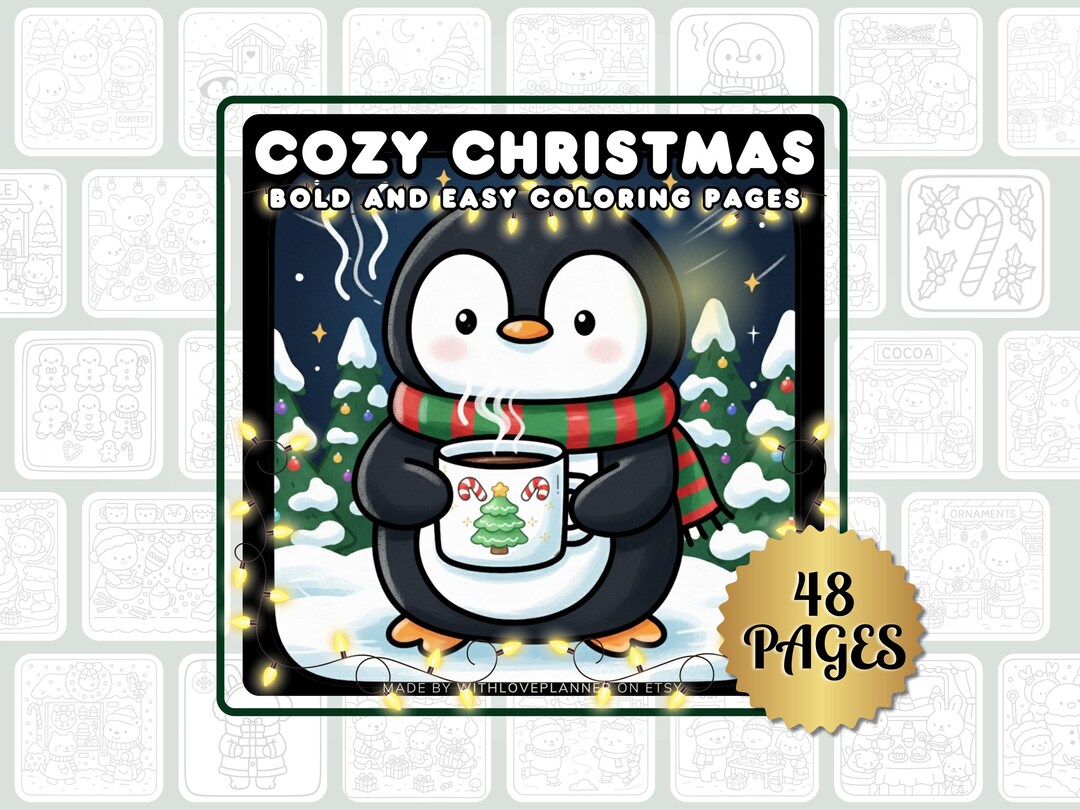 Cozy Christmas Coloring Pages, Cozy & Comfy Winter Illustrations ...