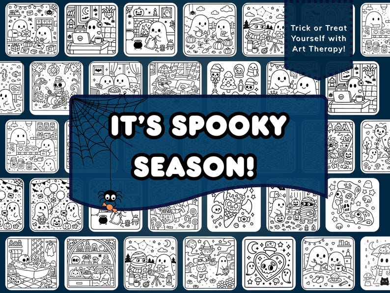 Cute & Spooky Coloring Book PDF Bold Easy Halloween Ghosts Kawaii ...