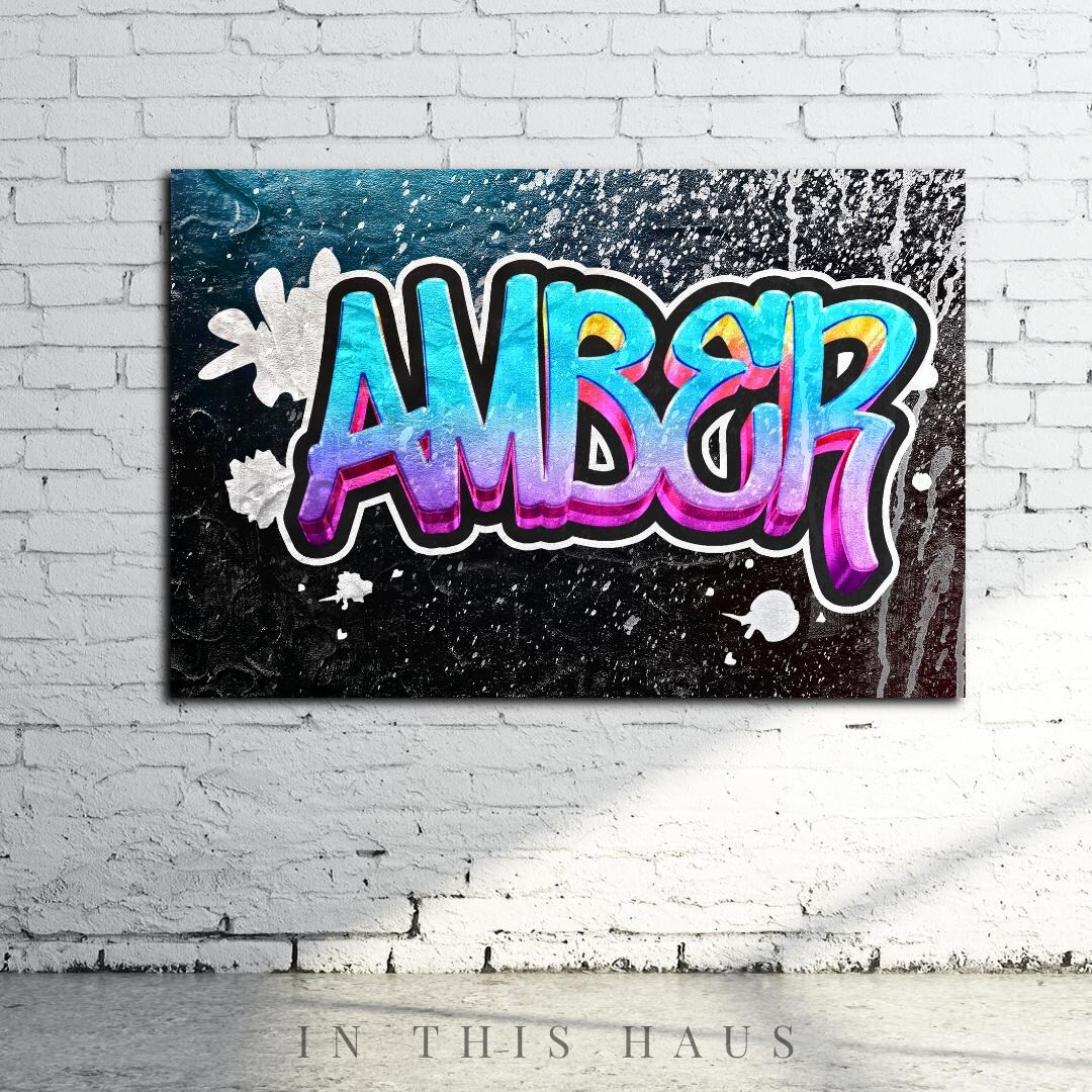 Custom Graffiti Name Art Canvas Personalized Urban Wall Decor Bold ...