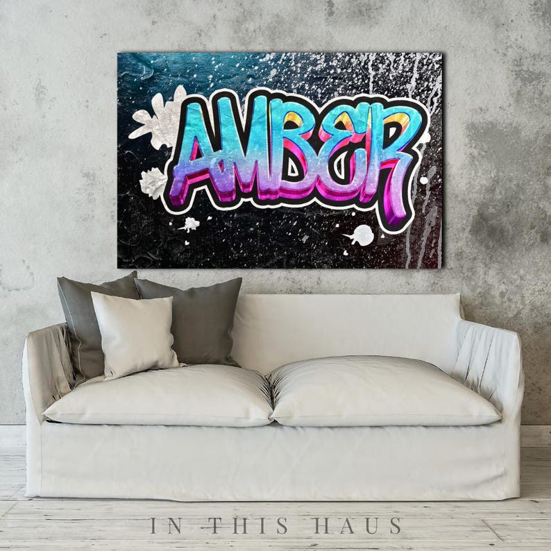 Custom Graffiti Name Art Canvas Personalized Urban Wall Decor Bold ...
