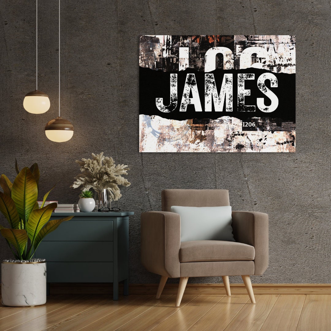 Graffiti Industrial Layered Custom Name Canvas Art Personalized Home ...