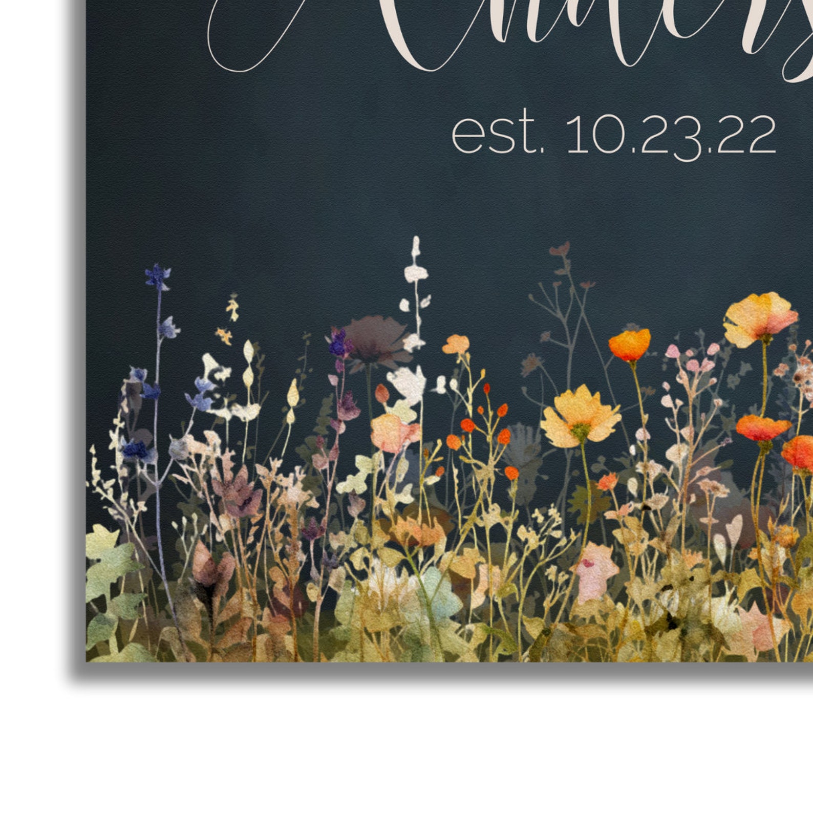 Watercolor Wildflower Family Last Name and Established Date Custom ...