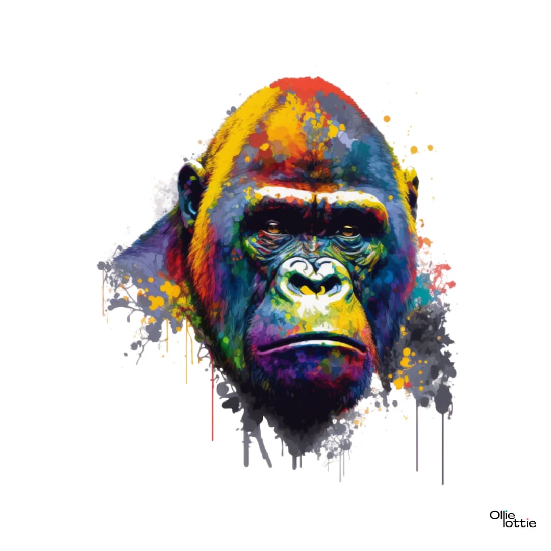 Colourful Gorilla, Digital Art, Wall Art, Glorious Colourful Poster ...
