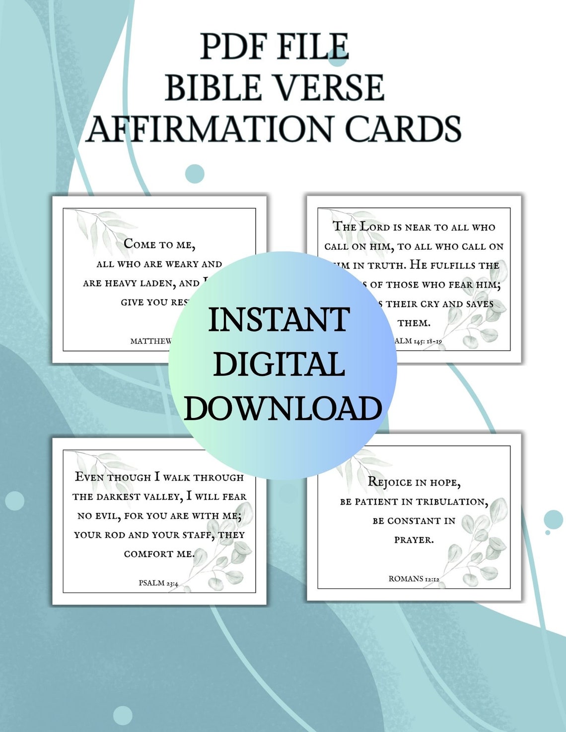 20 Bible Cards for Hope, Bible Verse Cards, Scripture Cards, Positive ...