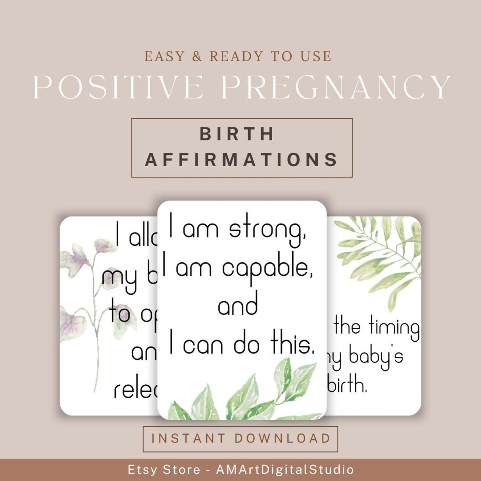 Birth Affirmation Cards, Set of 30 Printable Birth Cards, Positive ...