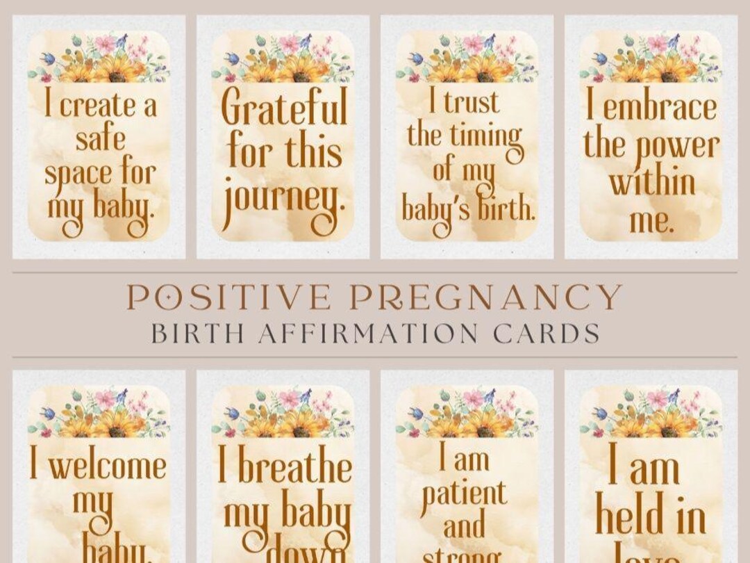 Birth Affirmation Cards, Set of 20 Printable Birth Cards, Positive ...