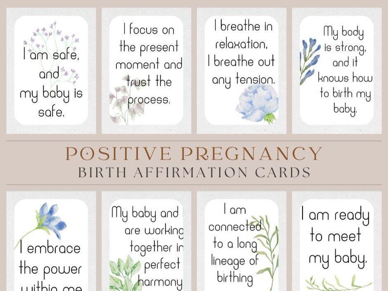 Birth Affirmation Cards: Positive Pregnancy, Hypnobirthing (digital ...