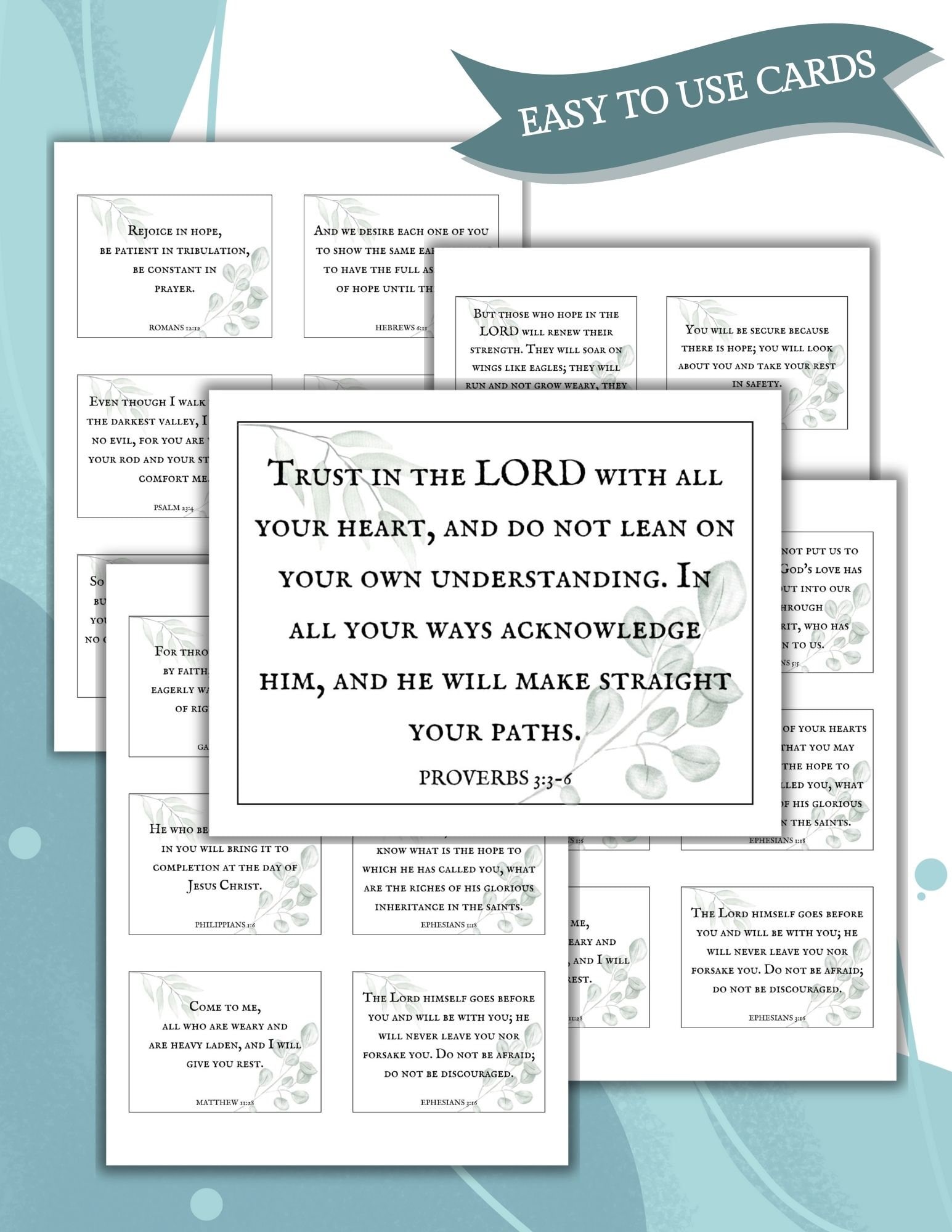 20 Bible Cards for Hope, Bible Verse Cards, Scripture Cards, Positive ...