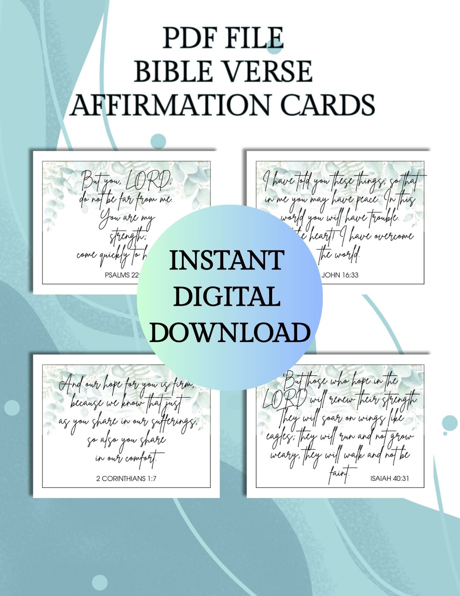 20 Bible Cards for Strength, Bible Verse Cards, Scripture Cards ...