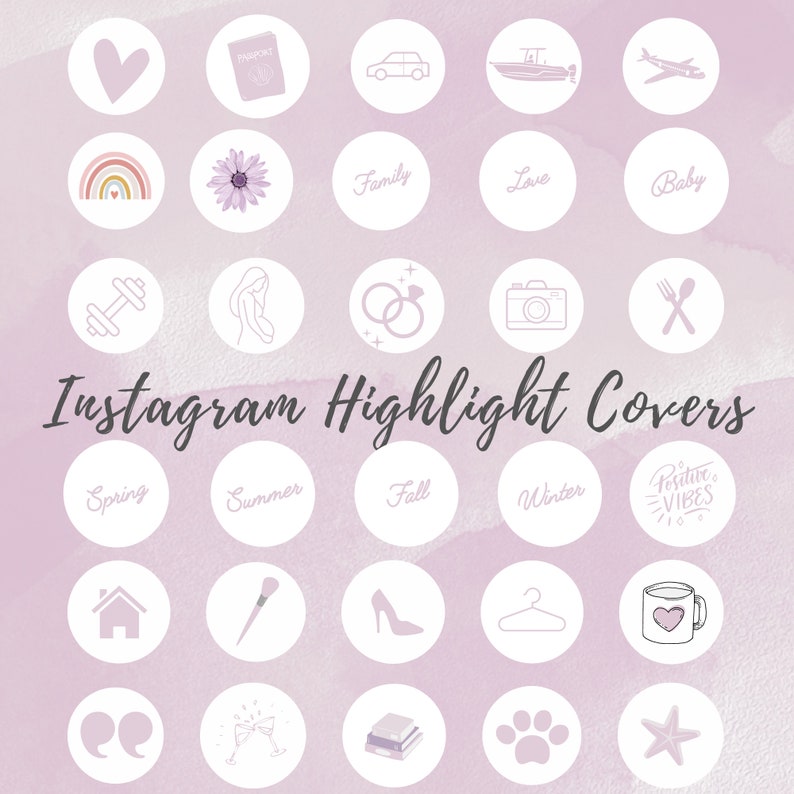 30 Everyday Instagram Highlight Covers - Watercolorpink - Etsy