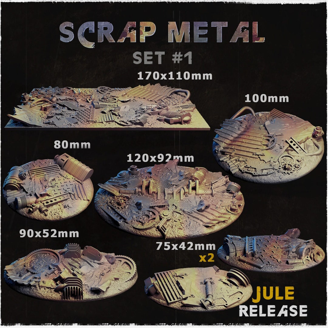 Scrap Metal Miniature Base Tabletop Bases Wargaming RPG Fantasy Zabavka ...