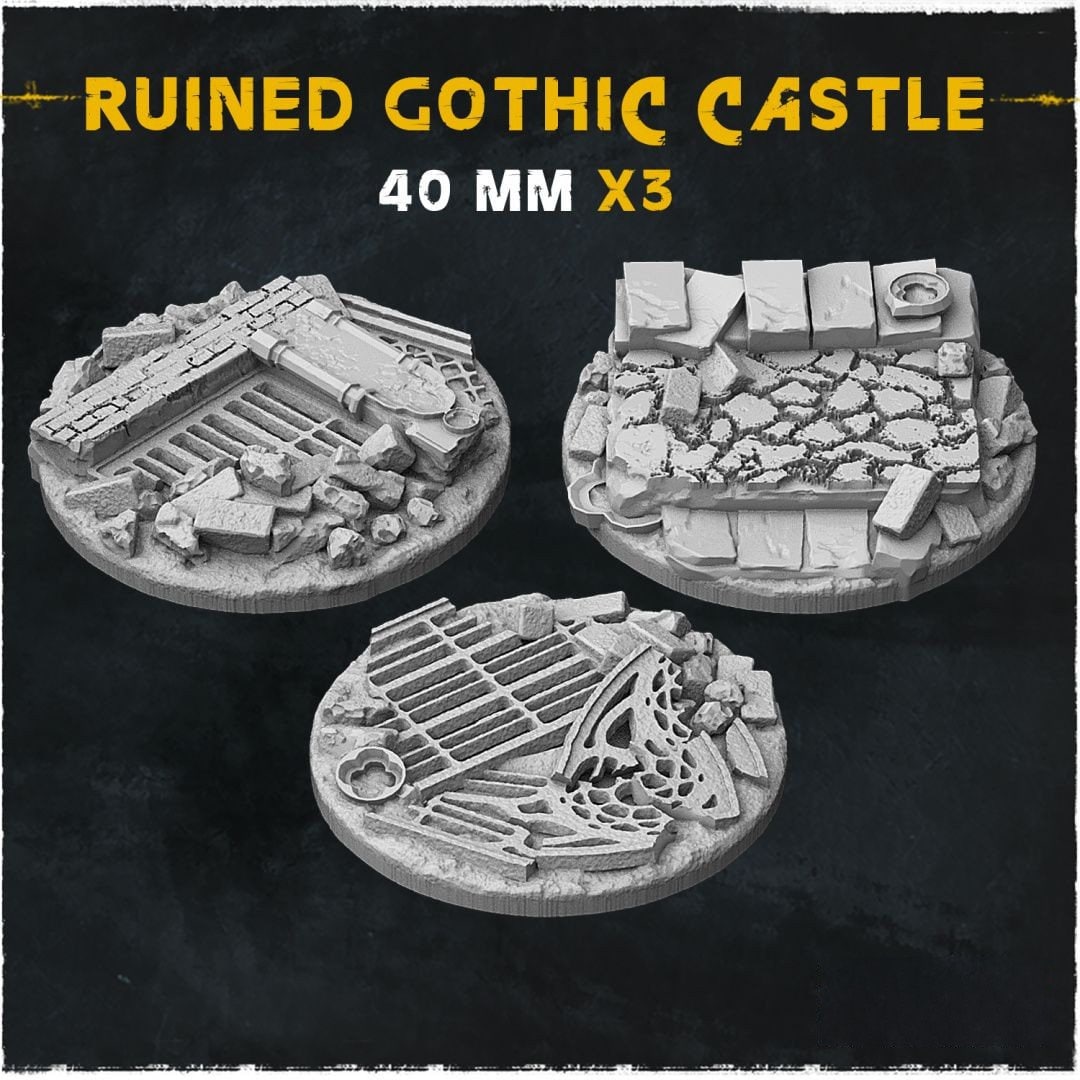 Ruined Gothic Castle Miniature Bases 32mm Tabletop - Etsy UK