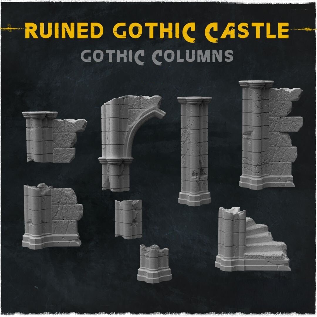 Gothic Castle Ruins Gothic Columns 32mm Basing Tabletop Diorama ...