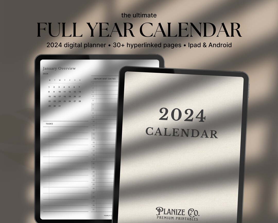 Elegant 2024 Monthly Calendar Set Digital Year Planner Digital Planner ...
