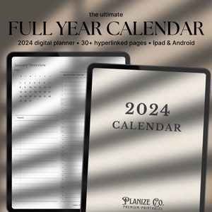 Elegant 2024 Monthly Calendar Set Digital Year Planner Digital Planner ...