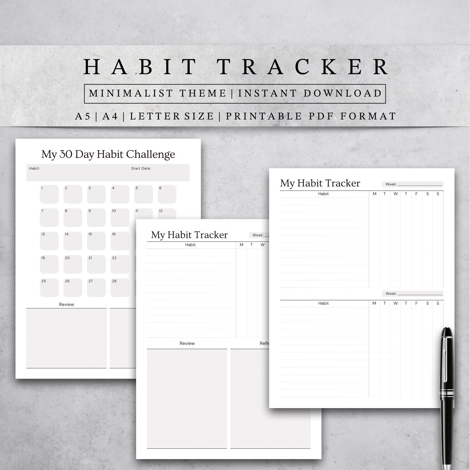 Minimalist Habit Tracker 2023 Digital Habit Tracker Undated Digital ...