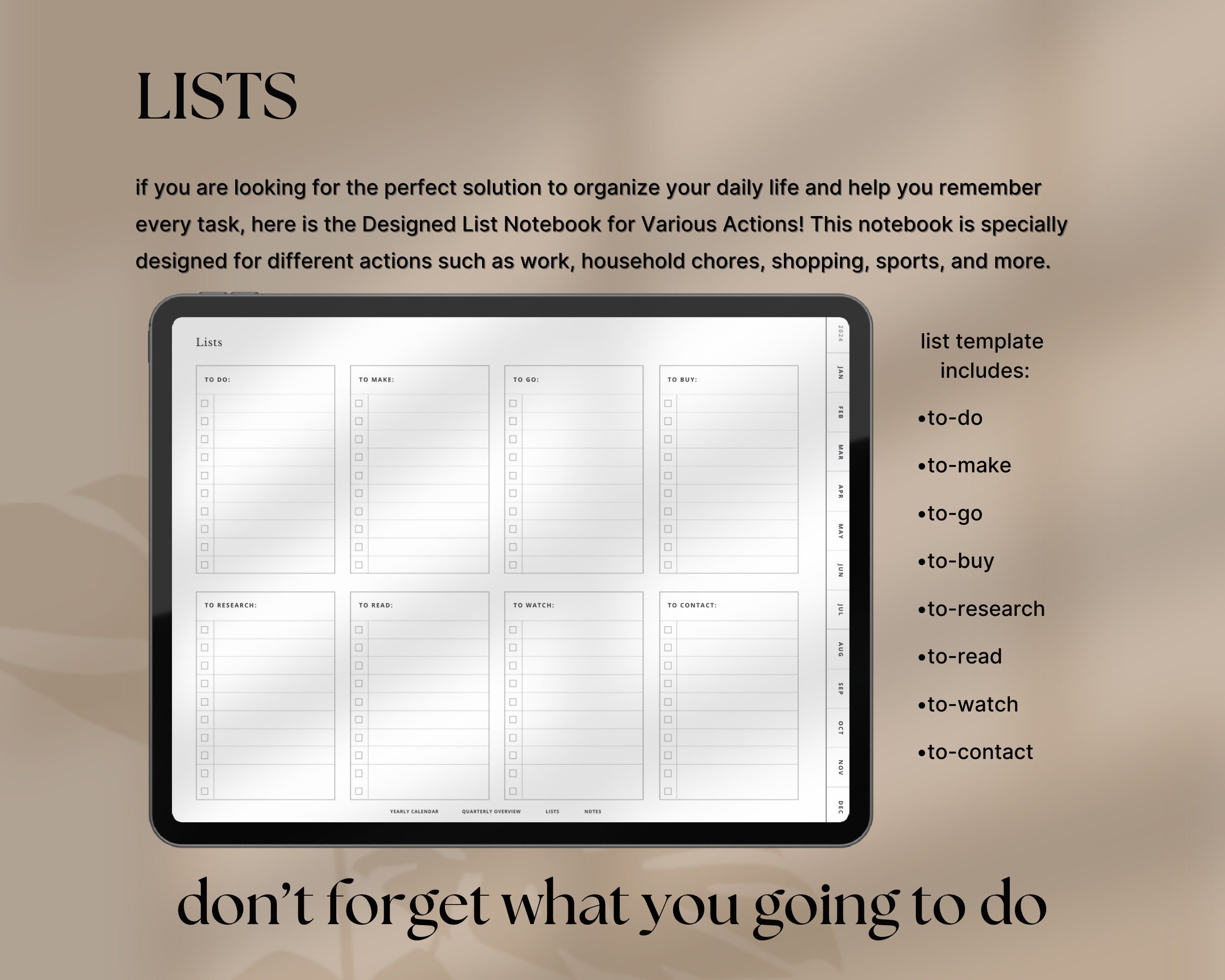 Elegant 2024 Monthly Calendar Set Digital Year Planner Digital Planner ...