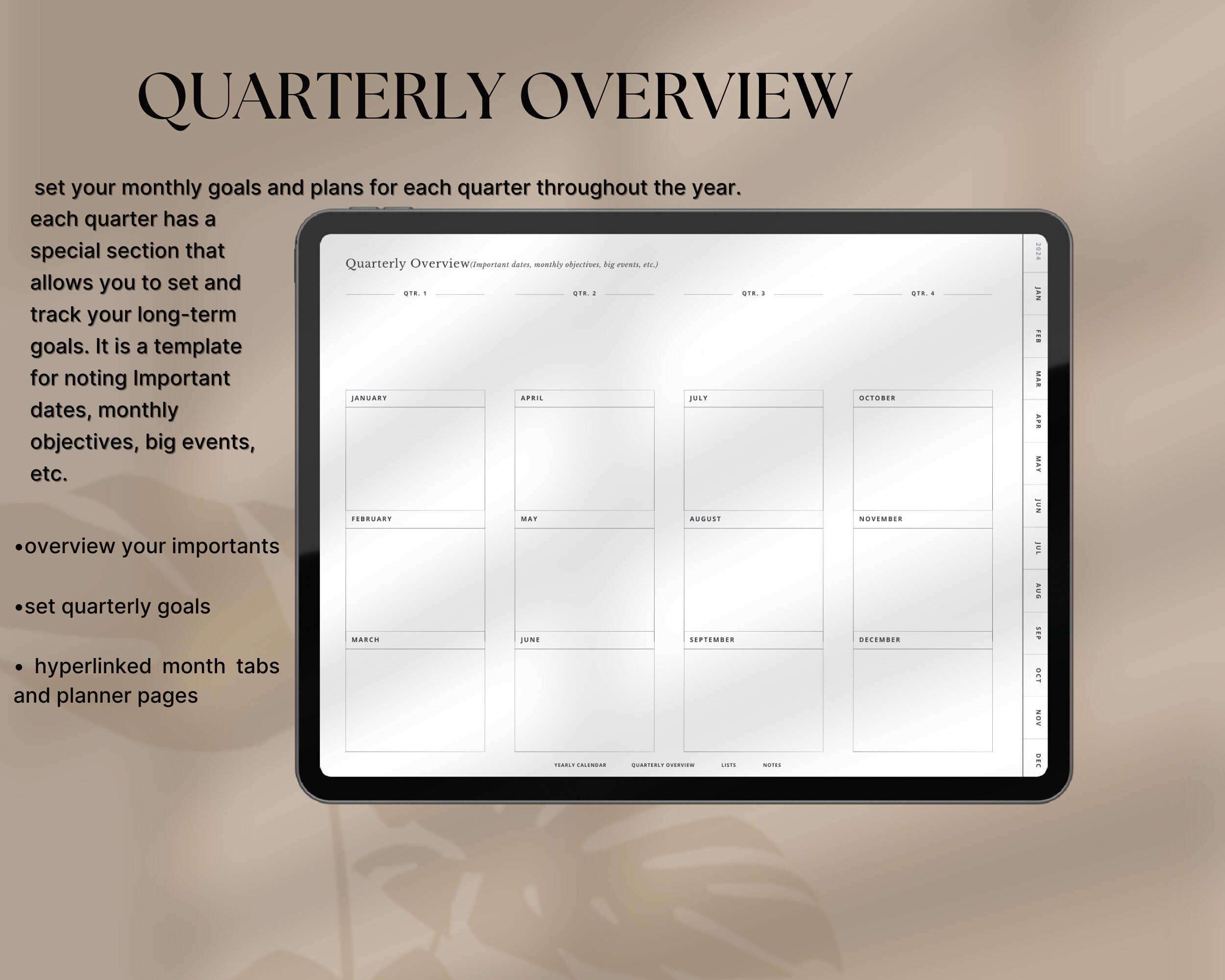 Elegant 2024 Monthly Calendar Set Digital Year Planner Digital Planner ...