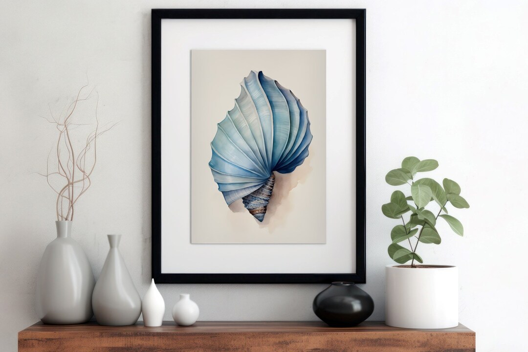 Seashell Poster Watercolor Print Wall Art Coastal Wall Decor Beach ...