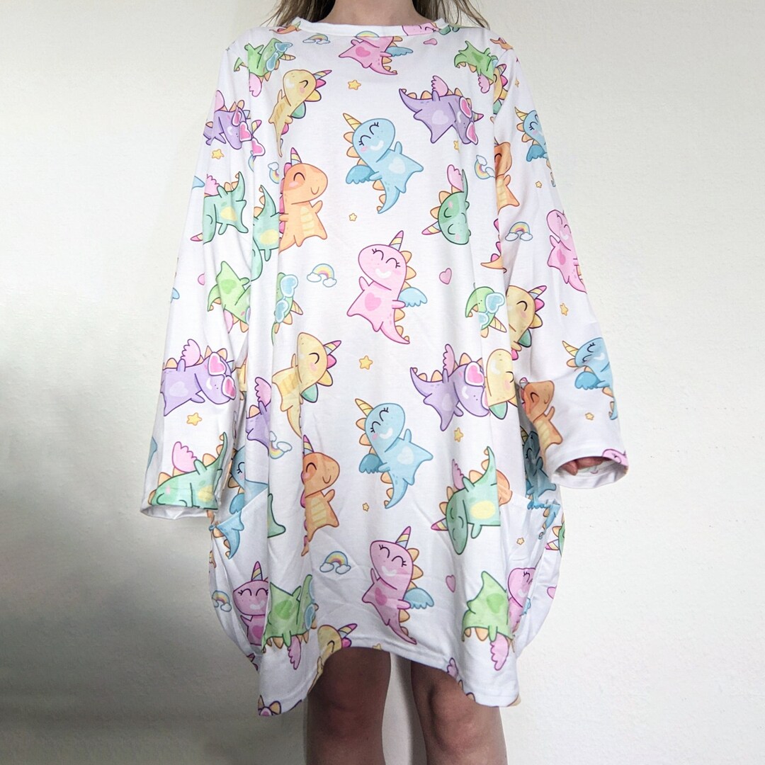 Kawaii Dinosaur Unicorn Oversized Age Regression Dress Long Sleeve ...