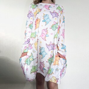Kawaii Dinosaur Unicorn Oversized Age Regression Dress Long Sleeve ...