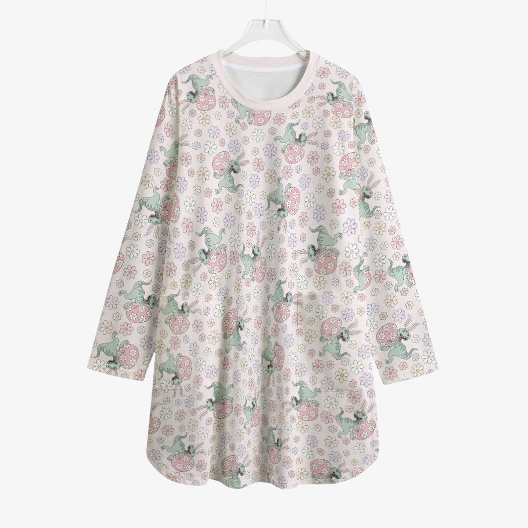 Pastel Easter Floral T-rex Bunny Oversized Dress Age Regression Long ...