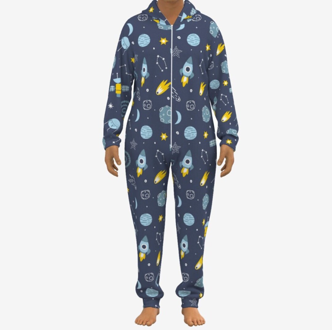 Space Rocket Age Regression Fleece Sleepsuit Space Outer Space ...