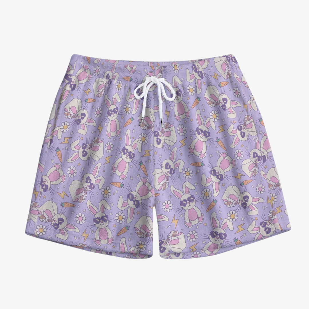 Floral Bunny Plushie Age Regression Pajama Fleece Shorts Flower Kidcore ...