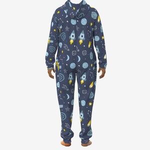 Space Rocket Age Regression Fleece Sleepsuit Space Outer Space ...