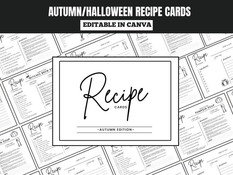 Cosy Autumn Recipe Cards, Printable Halloween Themed Recipes for Your ...
