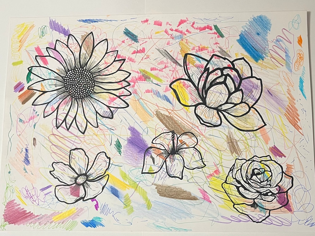 Scribble Flowers - Etsy