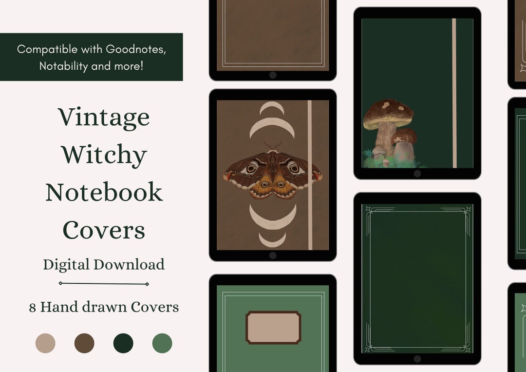 8 Vintage Witchy Notebook Covers / Compatible With Goodnotes ...
