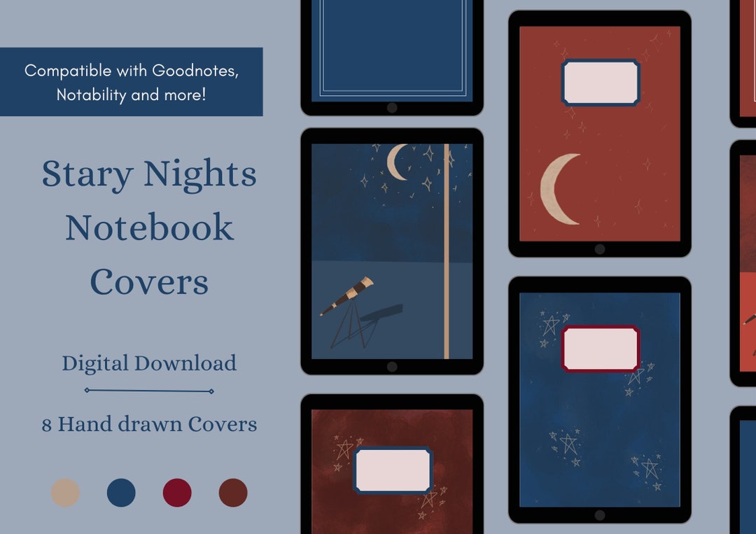 Dark Vintage Starry Night Notebook Covers / Digital Download for ...