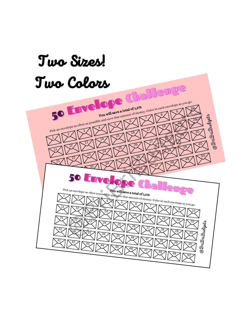 50 Envelope Savings Challenge (PRINTABLE) - Etsy