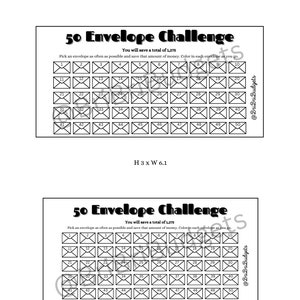 50 Envelope Savings Challenge (PRINTABLE) - Etsy UK