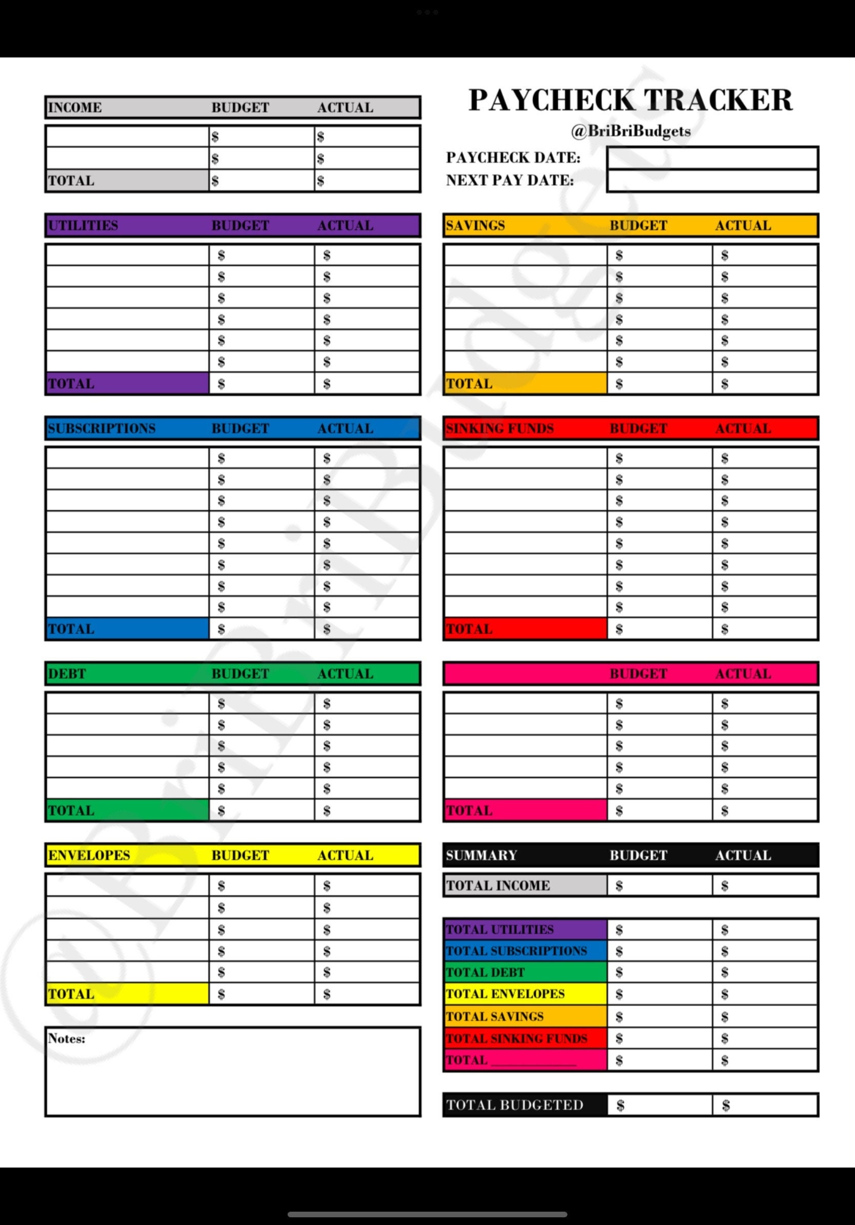 Budget by Paycheck Tracker (PRINTABLE) - Etsy
