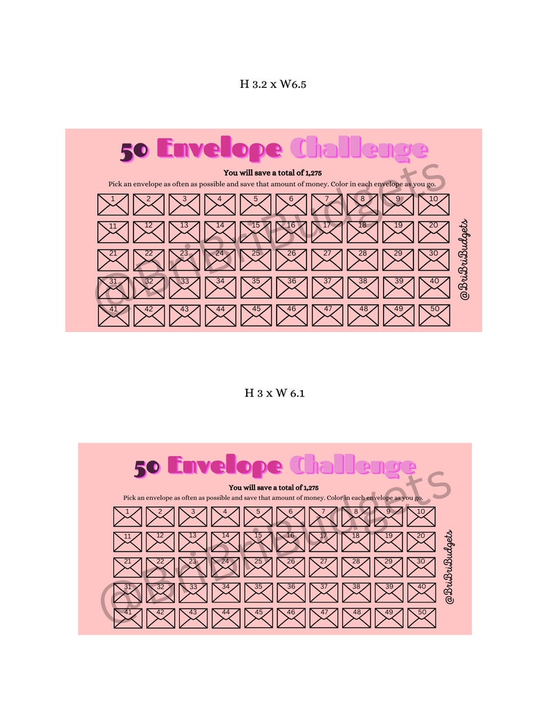 50 Envelope Savings Challenge (PRINTABLE) - Etsy