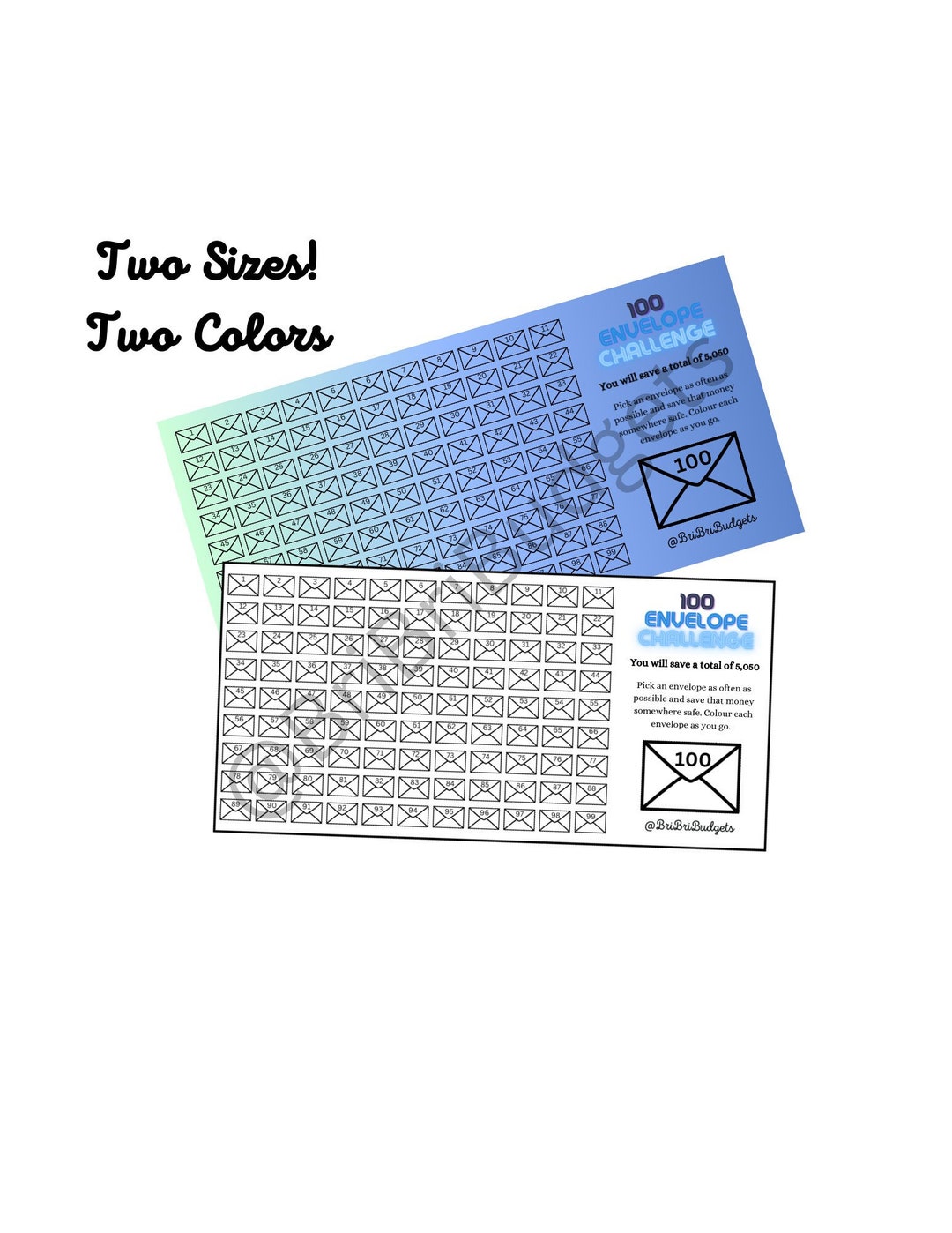 100 Envelope Savings Challenge 6.5x3.2 and 6.1x3 (PRINTABLE) - Etsy