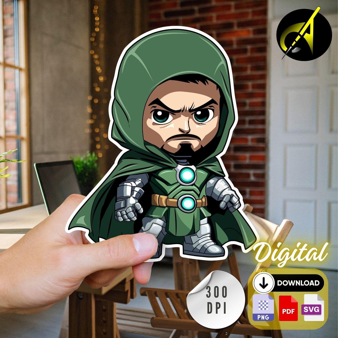 Chibi Doctor Doom Digital Clipart - Cute Marvel Villain Art - Marvel ...