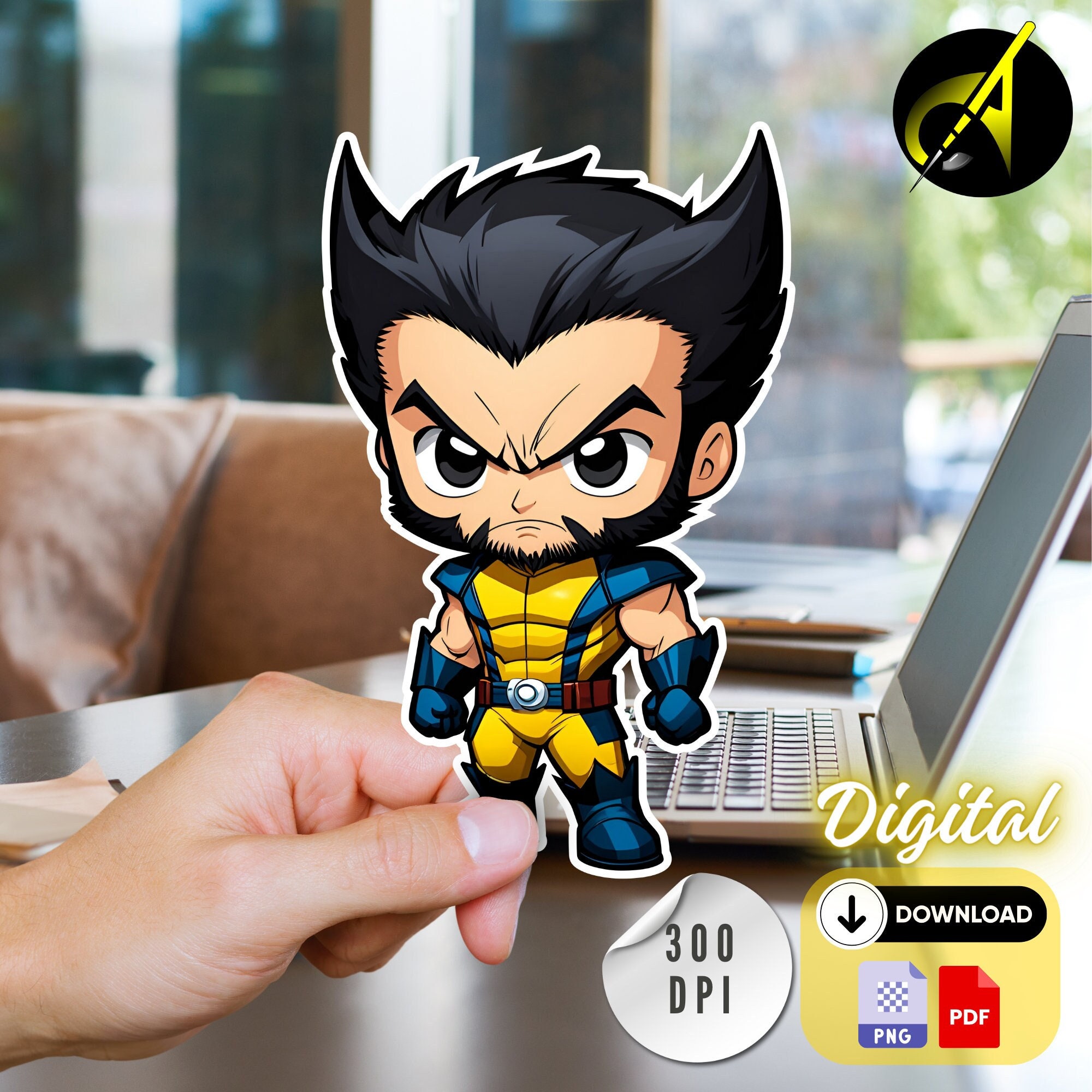 Chibi Wolverine Digital Clipart Cute Marvel Hero Art Wolverine ...